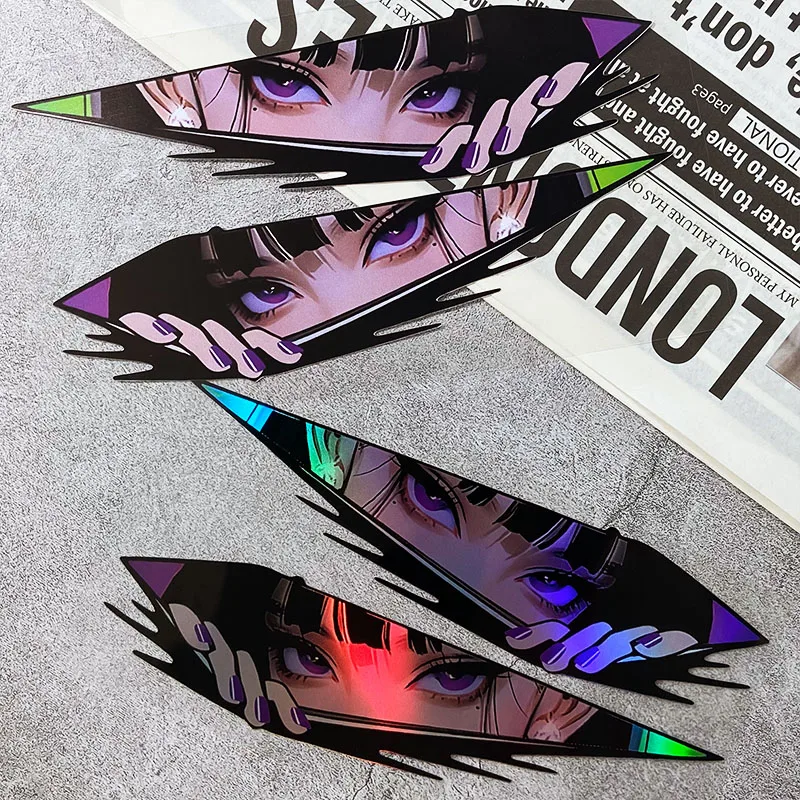 1pair Anime Eyes JDM Motorcycle Stickers Waterproof Motorbike Front ...