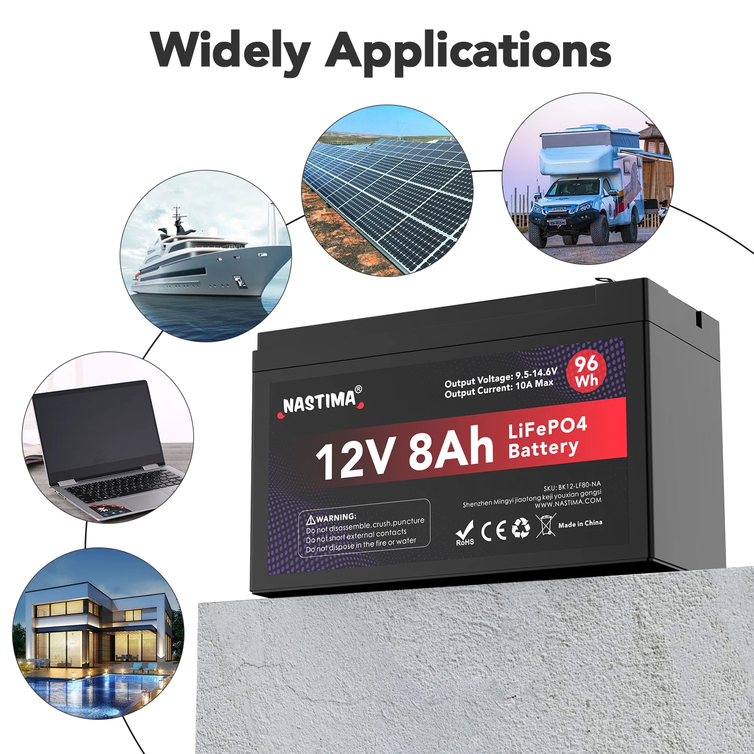 Ultra Thin Lithium Ion Phosphate Lifepo4 Batteries 12v 8ah For Medical