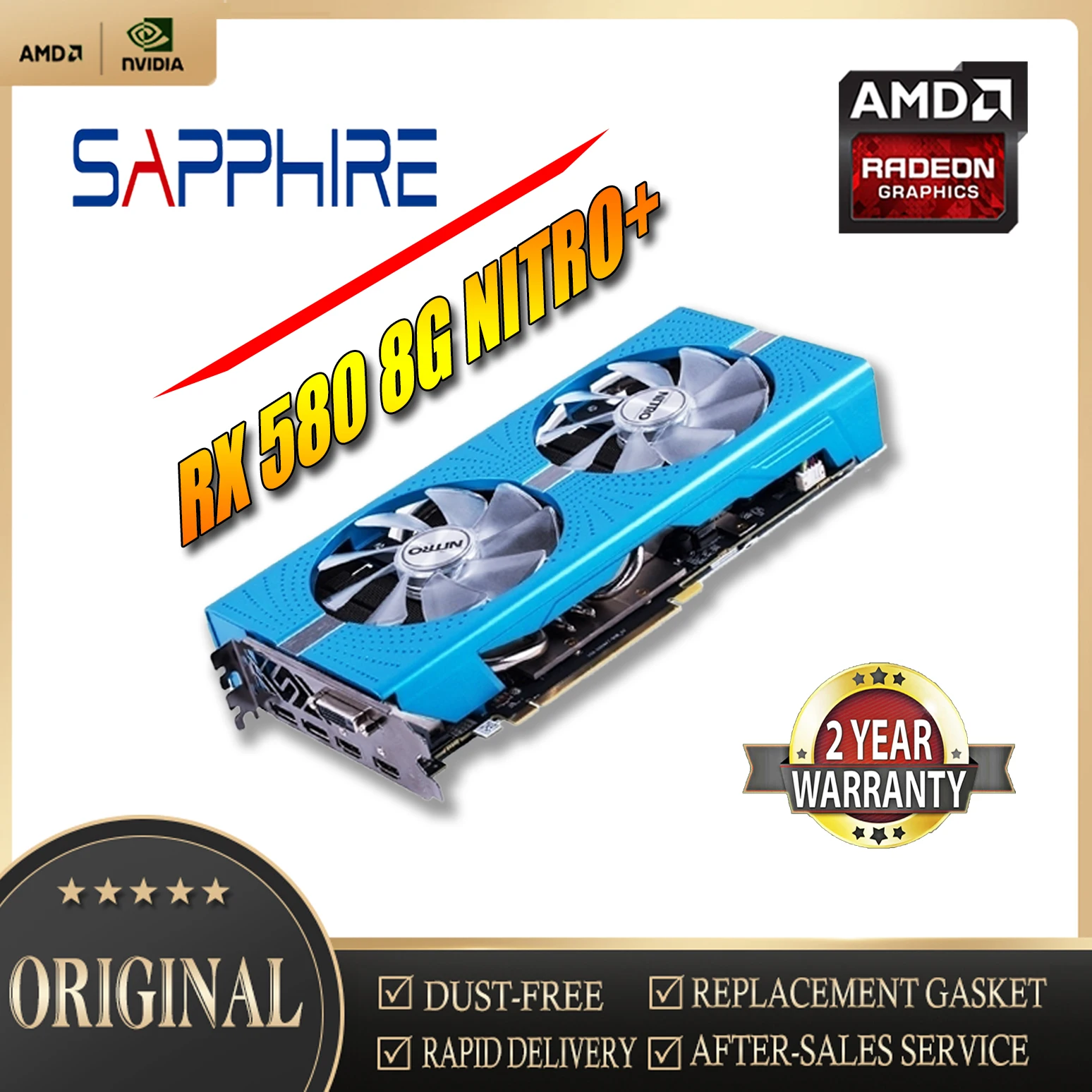 SAPPHIRE-Video-Card-AMD-RX-580-8G-NITRO-256Bit-GDDR5-Graphics-Cards-For ...