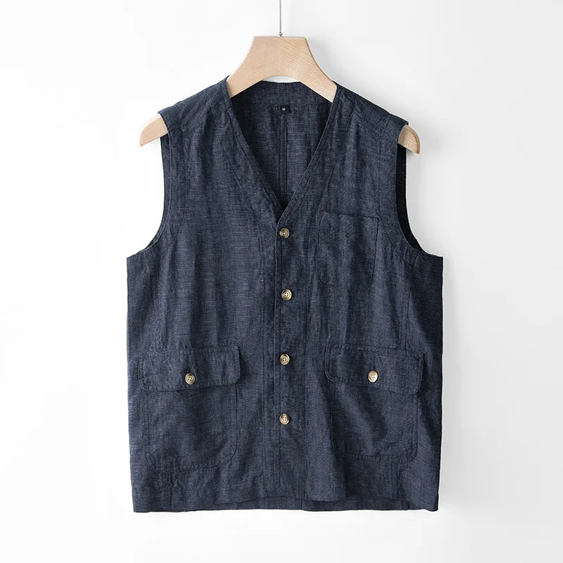 Japan-Style-Harajuku-Men-100-Linen-Vest-Thin-Simple-Casual-Loose-Tops ...