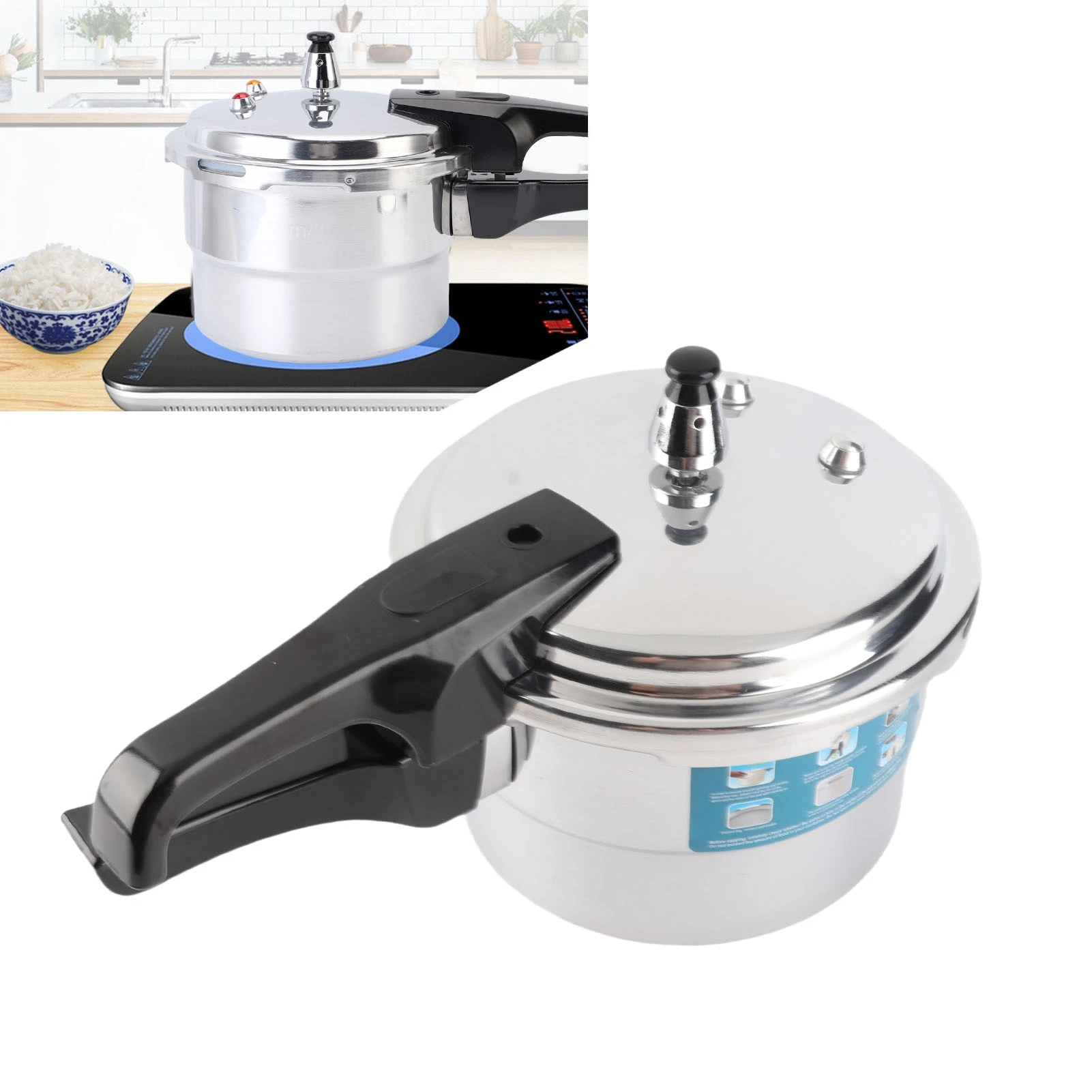 Pressure Cookware Pressure Cooker Stovetop Fast Cooking 3L Aluminum ...