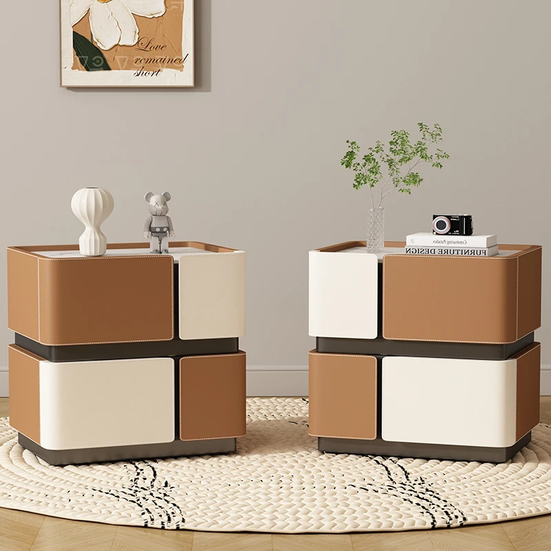 Set Of 2 Nightstand Minimalist Design Space Saving Night Table European ...