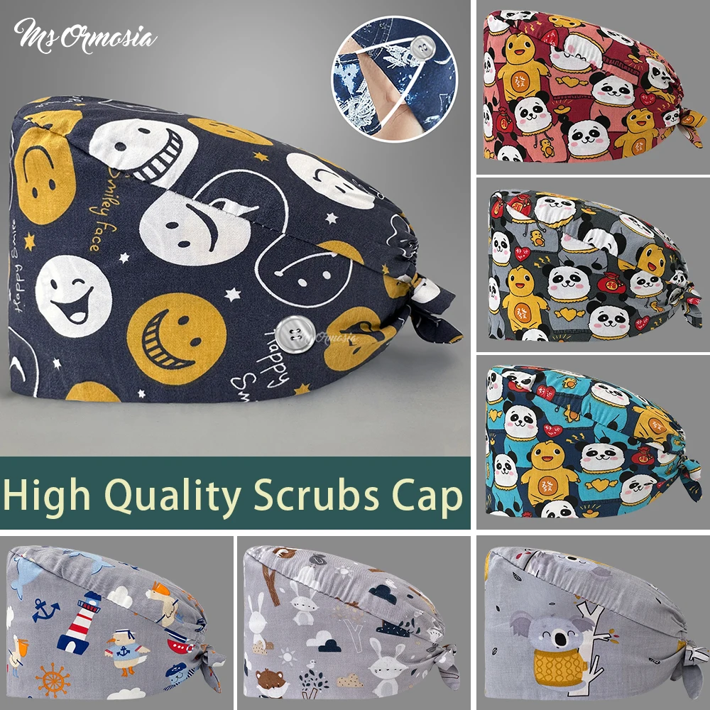 New-Unisex-Scrub-Cap-Cartoon-Printing-Scrubs-Hat-for-women-surgicals ...