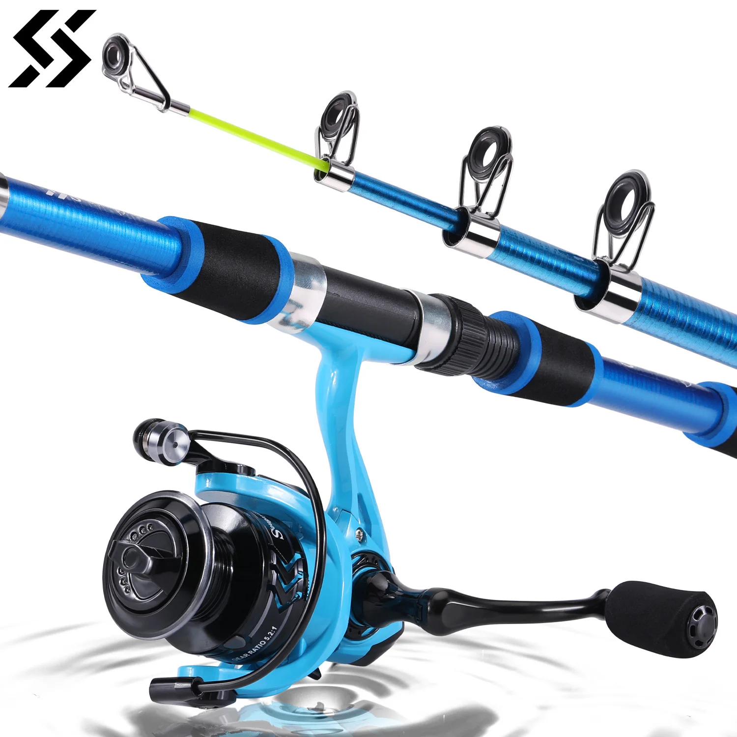 Sougayilang vara de pesca telescópica combo 1.8m fibra de vidro eva ...