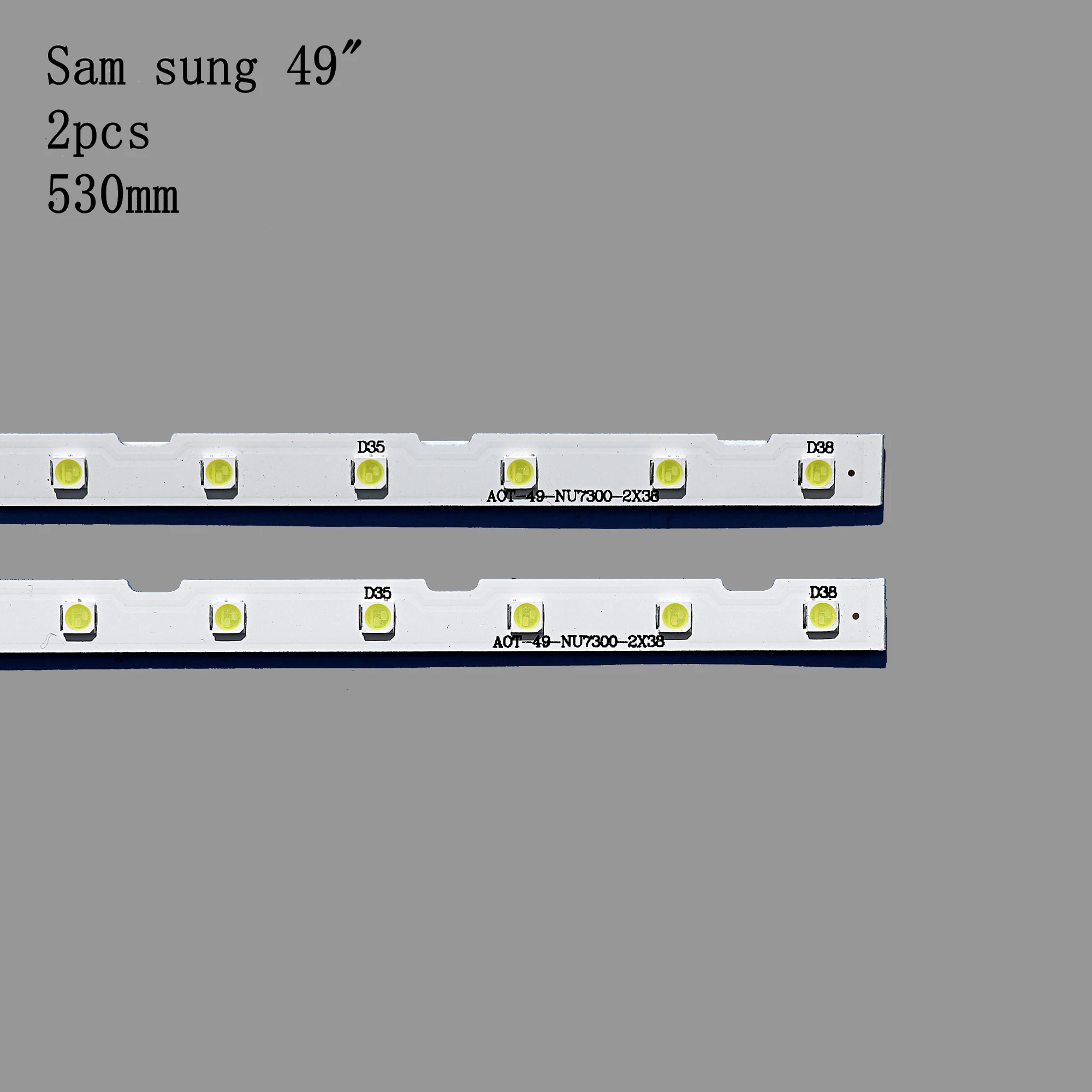 Tira de retroiluminação LED 2pcs para Sam sung UE49NU7100 UE49NU7102 ...