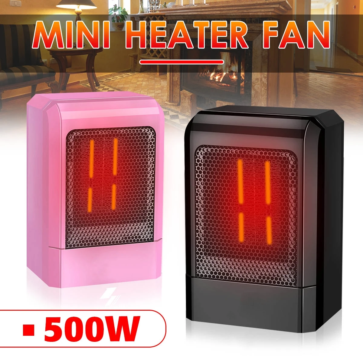 220V 500W US Plug Portable Electric Mini Fan Space Heater Winter Warm ...