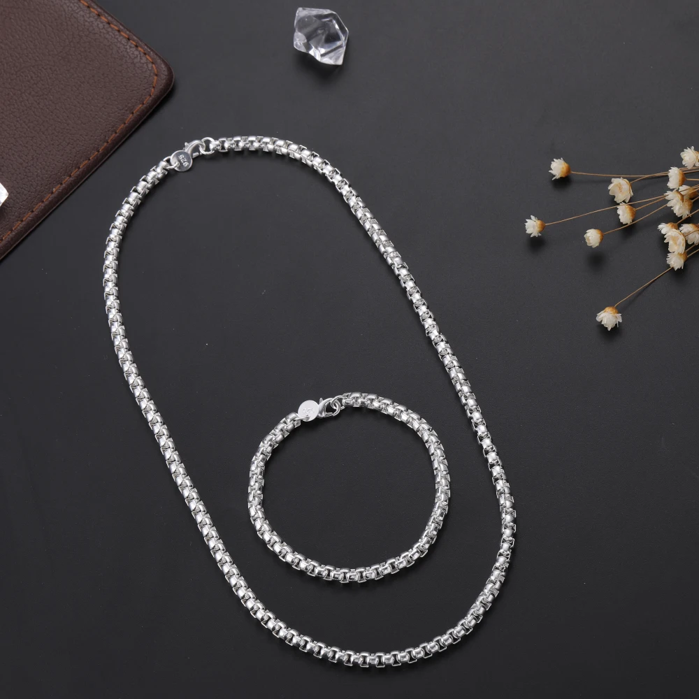 Trending-products-classic-4MM-box-chain-925-sterling-Silver-Bracelet ...