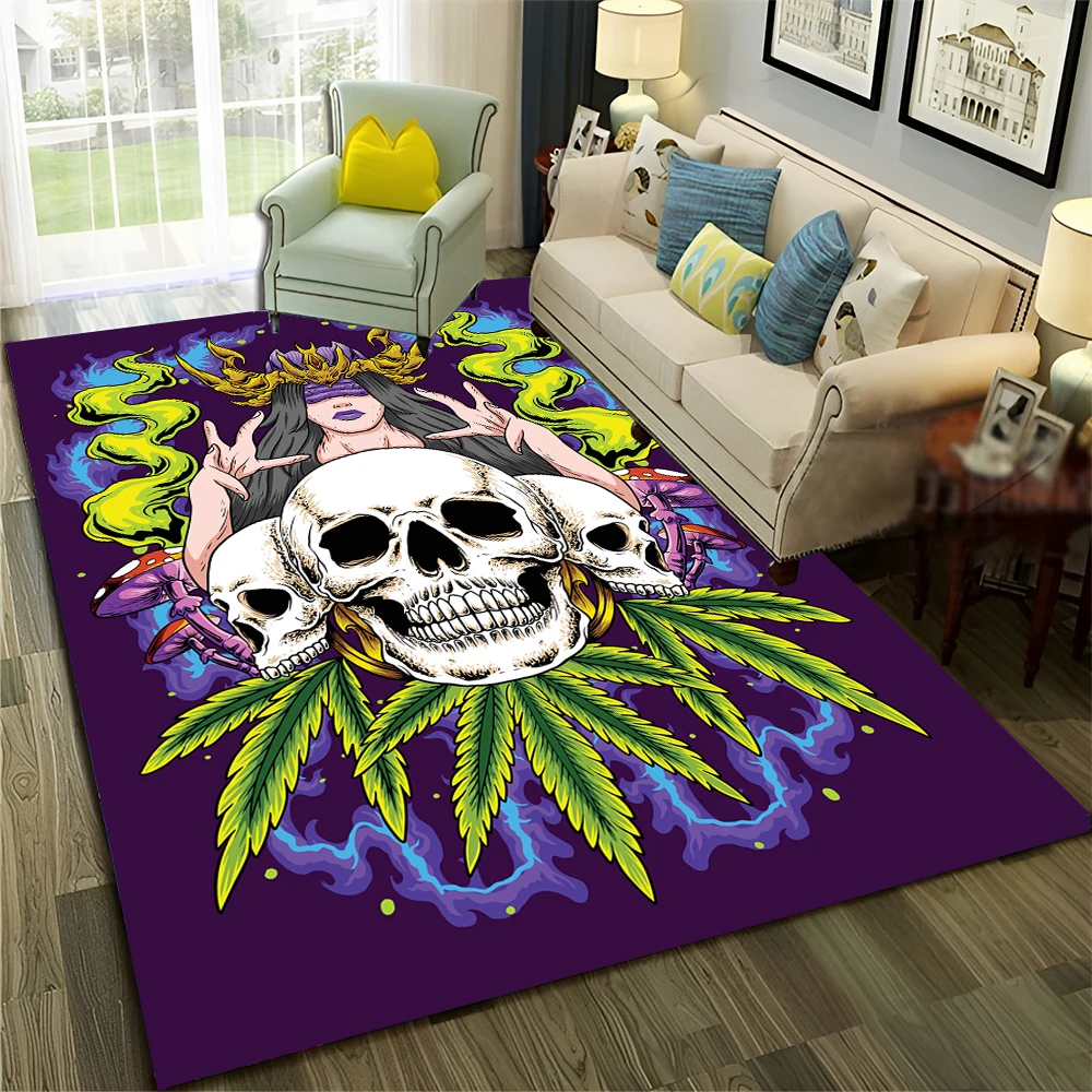Smoke-Maple-Weed-Plants-Green-Death-Skull-Carpet-Rug-for-Home-Living ...