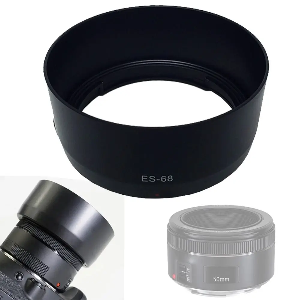 Universal ES-68 Lens Hood ABS Black Camera Lens Sunshade Anti-Glare ...