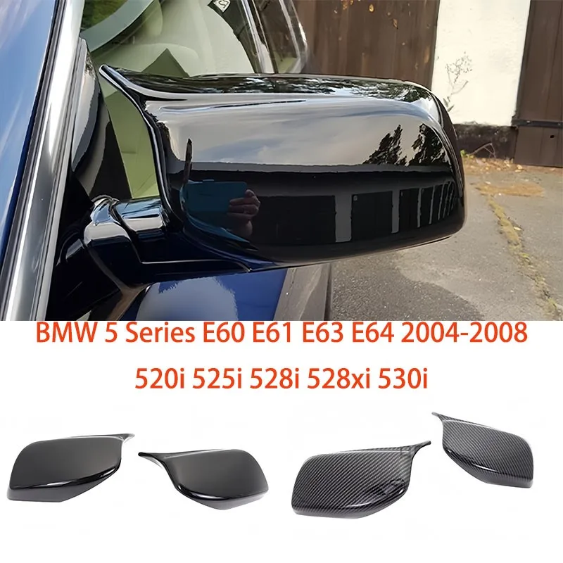 Rearview Mirror Cover Cap Carbon Fiber / Black for BMW 5 Series E60 E61 ...