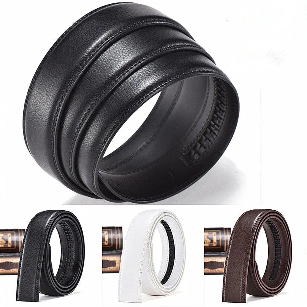 New Men Automatic Buckle Belts Fashion Lychee Pattern No Buckle Belt ...