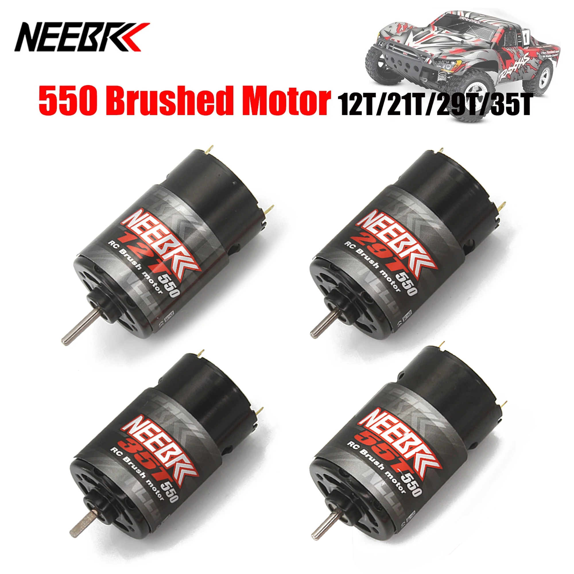 NEEBRC 550 Waterproof Brushed Motor 12T 21T 29T 35T 55T 2S for 1/10 RC ...