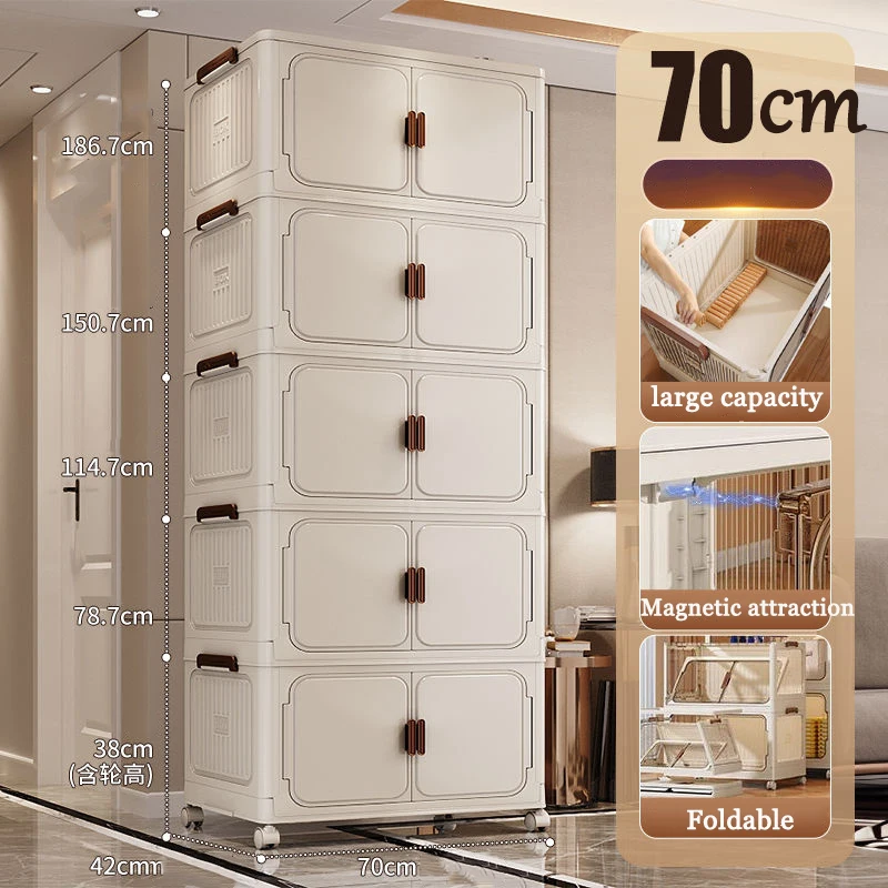 5 Tiers Pack Stackable Storage Bins with Doors- Collapsible Containers ...