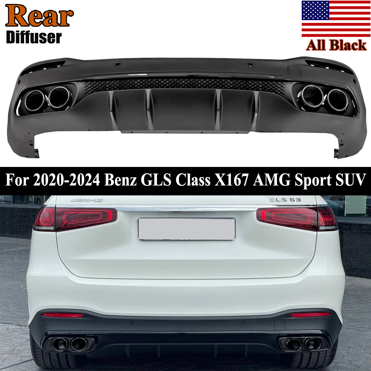 GLS53 Style for Mercedes Benz GLS Class X167 SUV 2019+ AMG Line Bumper ...