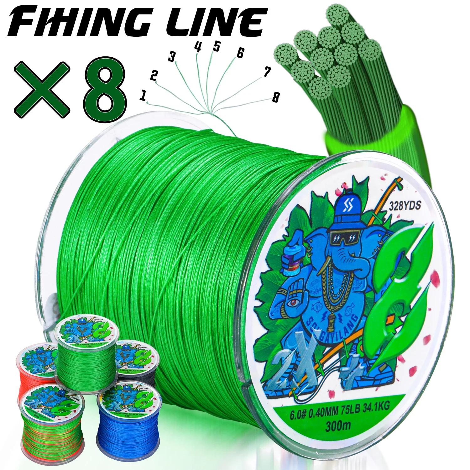 Sougayilang-Braided-Fishing-Line-X8-100-300m-Drag-16-75Lb-Japanese-PE ...