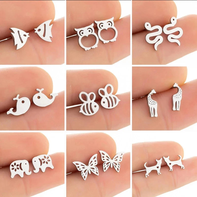 Stainless-Steel-Cute-Animals-Mini-Small-Stud-Earrings-For-Men-Women ...