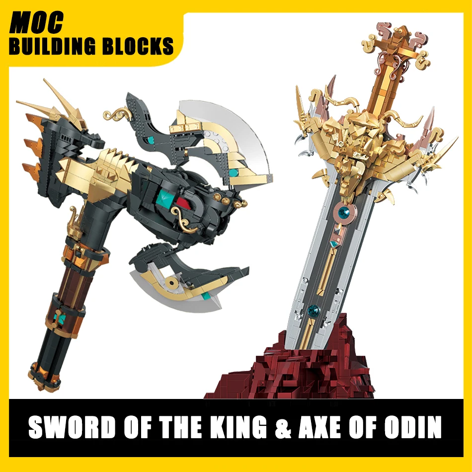 MOC-King-s-Sword-Building-Blocks-Set-Axe-of-Odin-Stormbreaker-Model-Norse-Mythology-Weapons ...