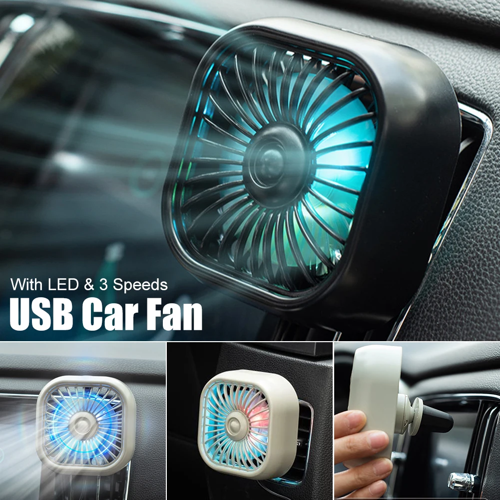 Car-Air-Outlet-Fan-3-Speed-USB-Cooling-Fan-With-Color-Changing-Light ...