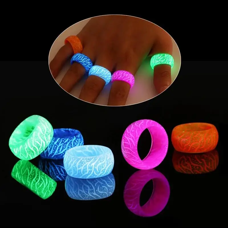 Fashion-Colorful-Luminous-Resin-Ring-Women-Men-Fluorescent-Glowing ...