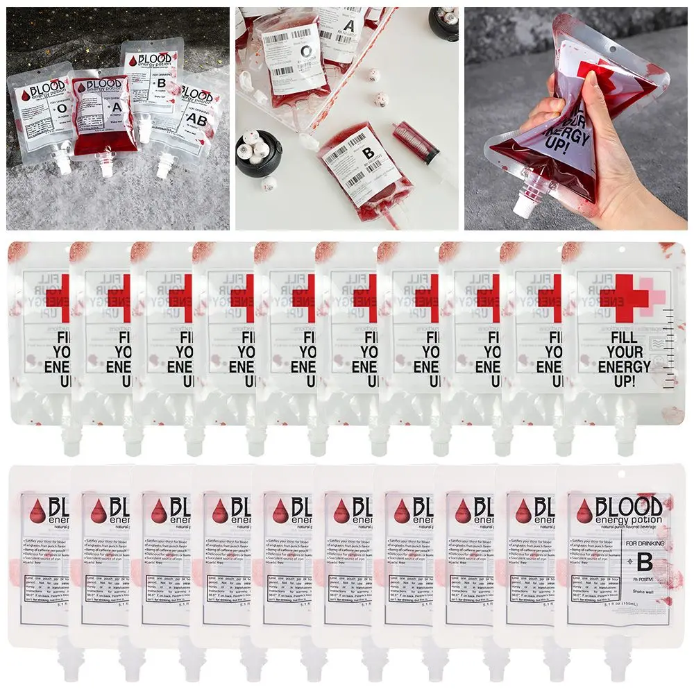 20PCS PVC Cosplay Horror Props Happy Haloween Halloween Blood Bag Food ...