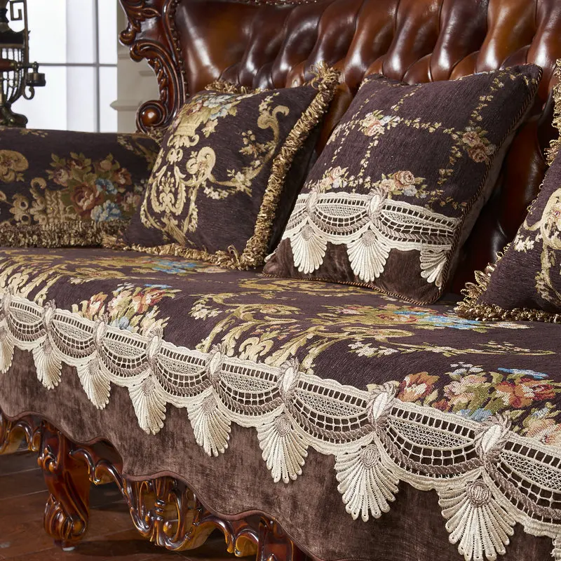 Floral Embroidered Couch Cover Set Modern Sectional Sofa Covers for ...
