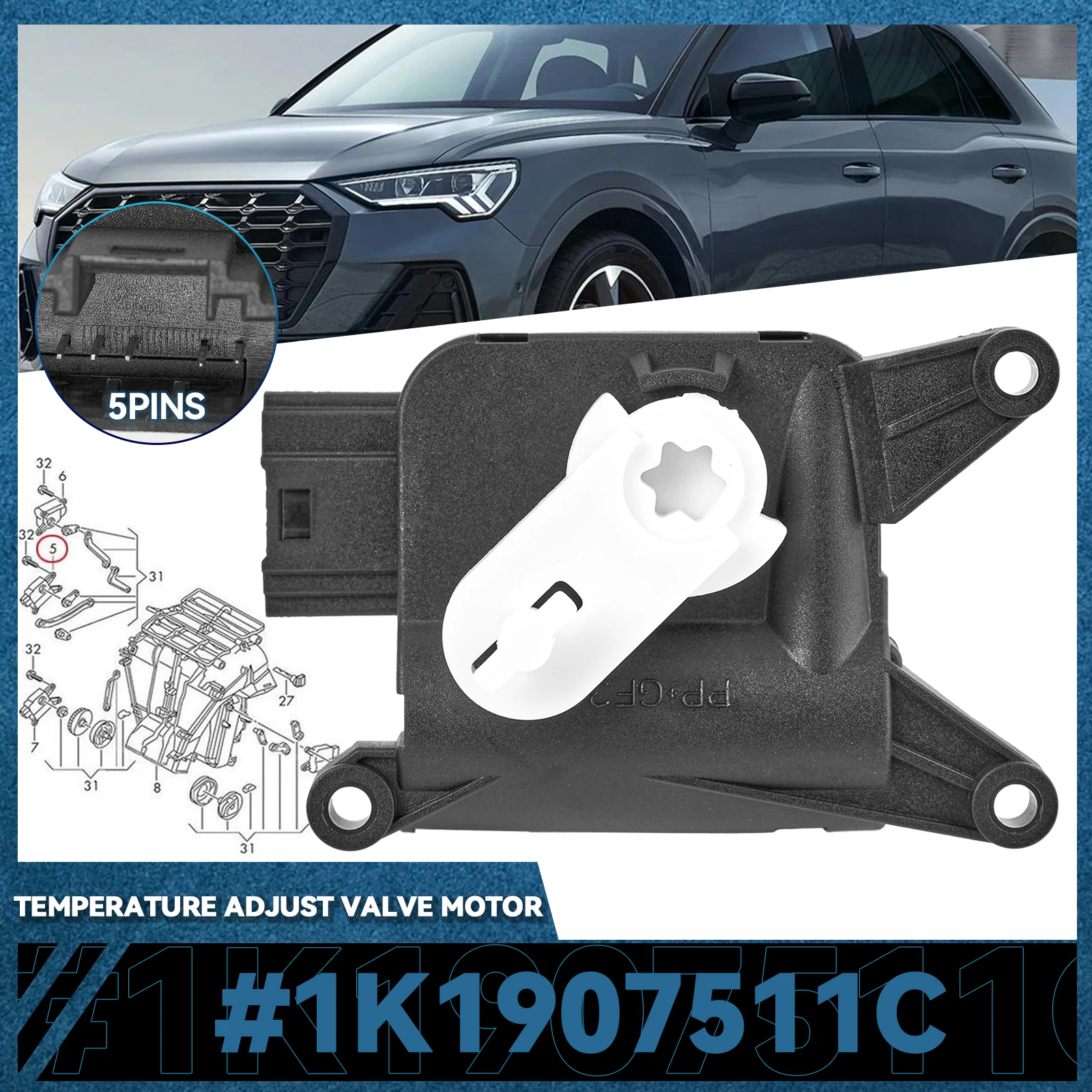 1K1907511C-1K0907511Q-For-VW-EOS-Golf-GTI-Jetta-MK5-MK6-Touran-For-Audi ...