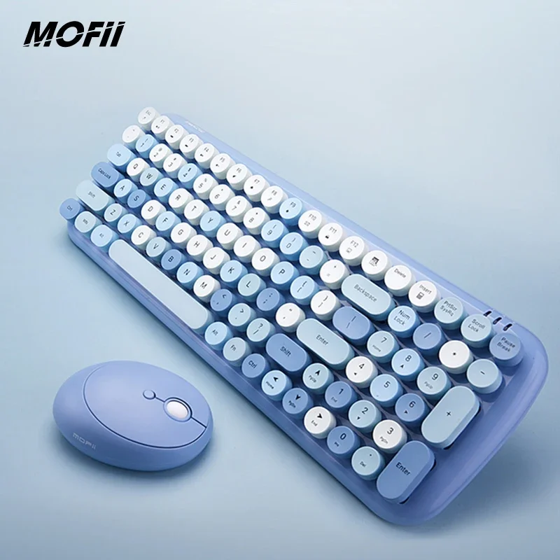 Wireless-Keyboard-Mouse-Mini-2-4G-Round-Punk-Cute-Candy-Colors-Blue ...