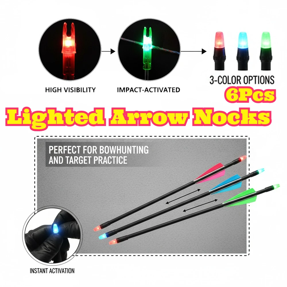 Lighted Arrow Nocks Luminous Arrow Tail LED Glowing Nocks 6.2mm Hunting ...