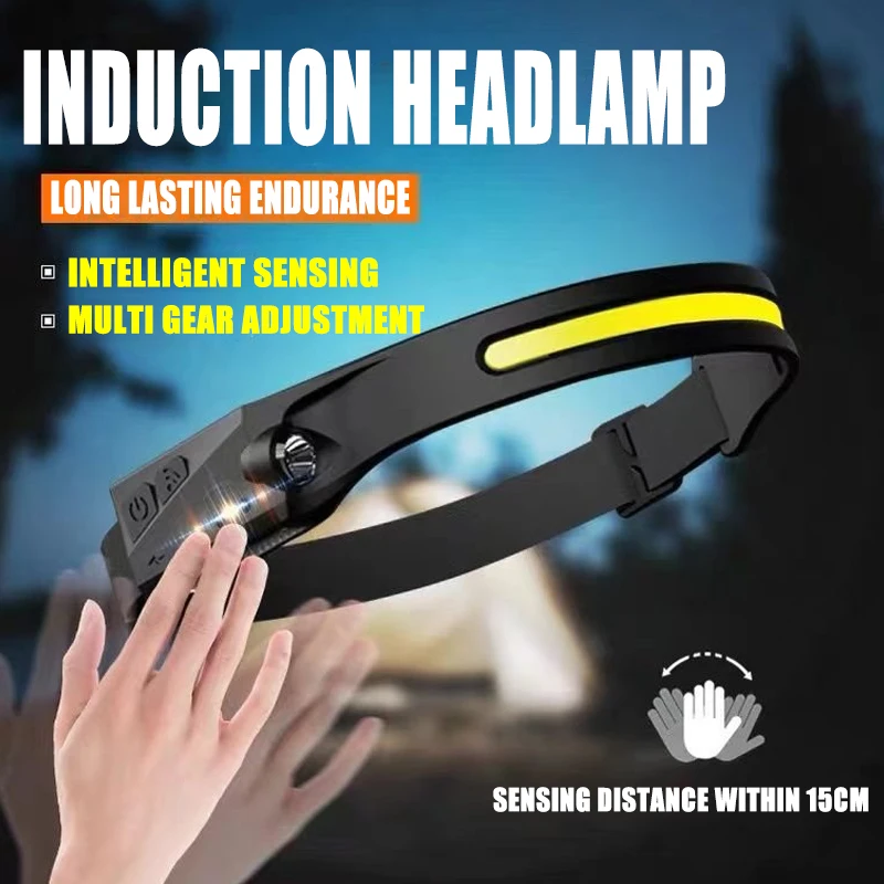 Wave Your Hand Sense COB Headlights Outdoor Cycling Lights USB Charging ...