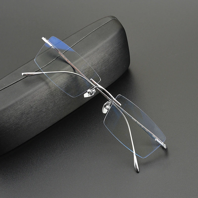 2024 Pure Titanium Ultra-Light Square Rimless Glasses Frame Men Women ...