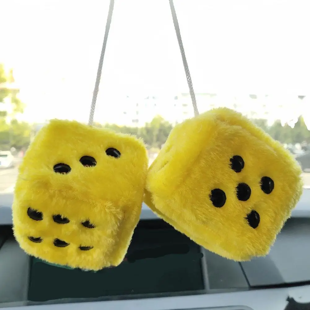 Long-Hair-Hot-Stamping-Dot-Dice-Plush-Toy-Cube-Pendant-Car-Ornament ...