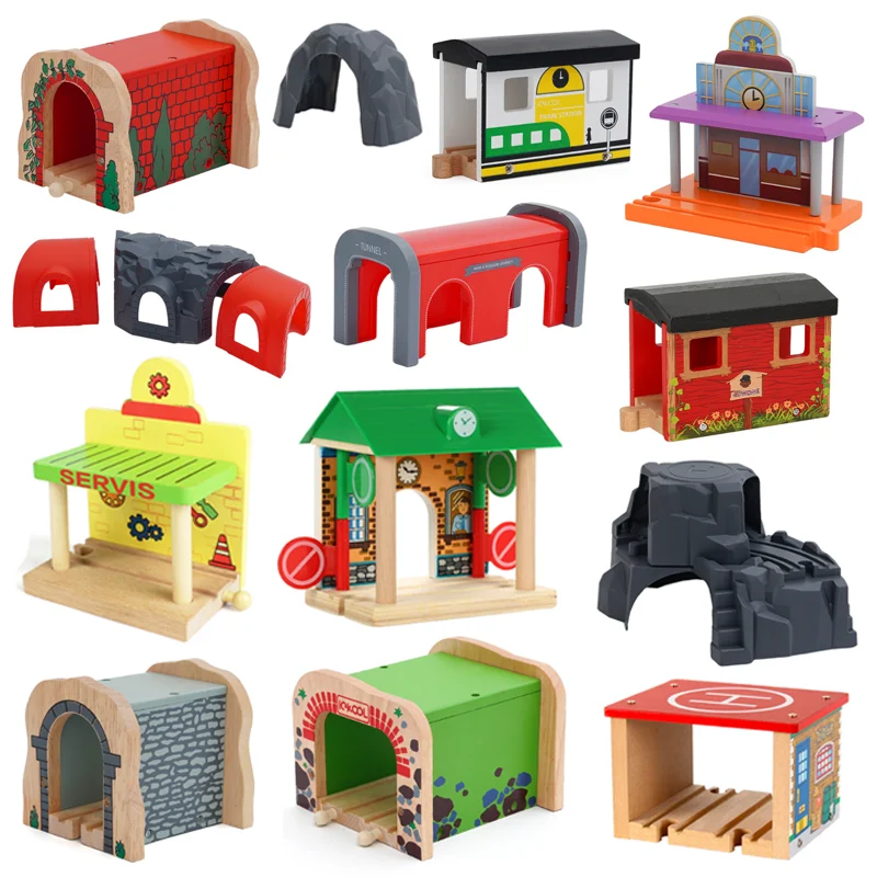 Wooden Track Magnetic Train Toy Wooden Track Scene Accessories Mountain ...