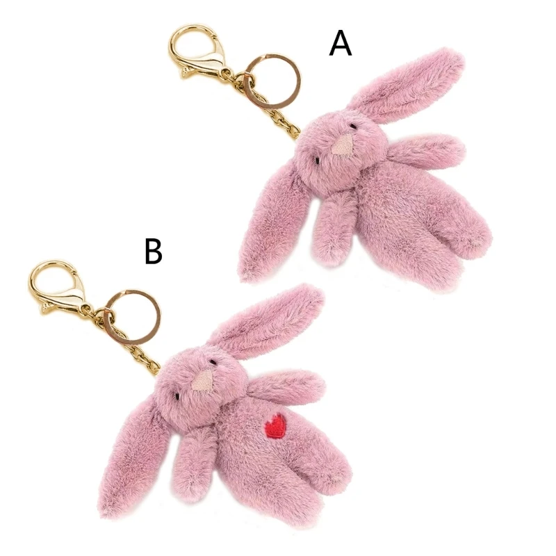 Cartoon-Pink-Rabbit-with-Heart-Pendant-Plush-Dolls-Keychain-Pendant ...