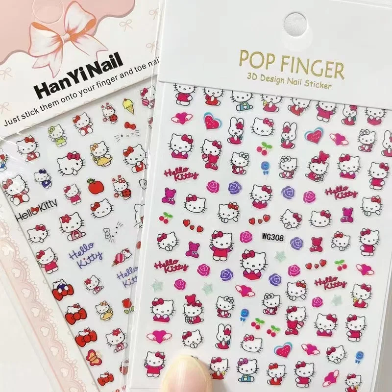 1PCS-Miniso-3D-Hello-Kitty-Nail-Sticker-Ladies-Cute-Nail-Supplies-Nail ...