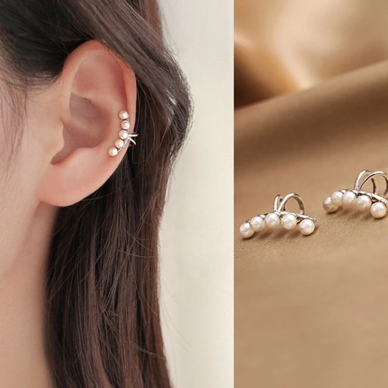 1pcs/sets Ear Cuff Cross Clip On Pearl Earrings Fake Piercing Earcuffs ...