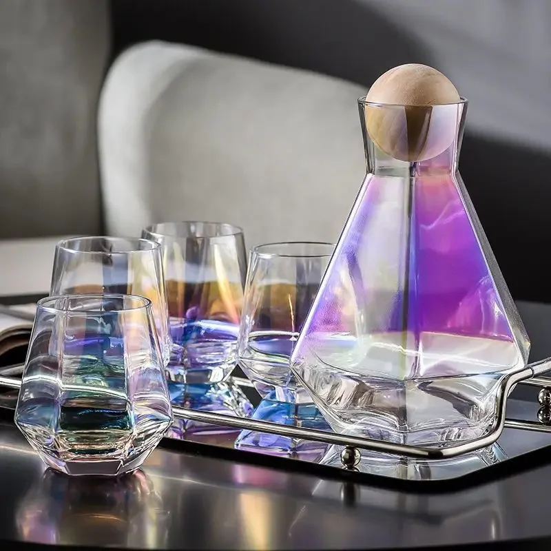 Luxury Diamond Shaped Glass Kettle Crystal Glass Cup Teapot Kettle ...