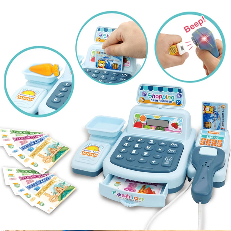 Children-s-Girl-Mini-Cash-Register-With-Scanner-Montessori-Supermarket ...