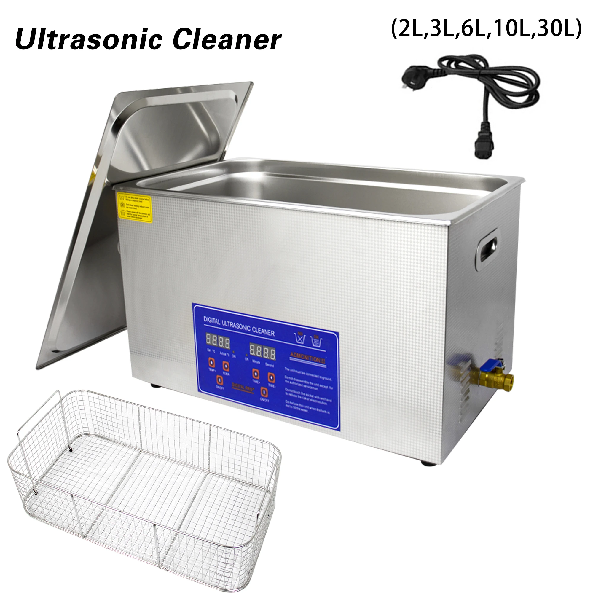 2-3-6-10L-30L-Digital-Heating-Ultrasonic-Cleaner-220V-40KHZ-Stainless ...
