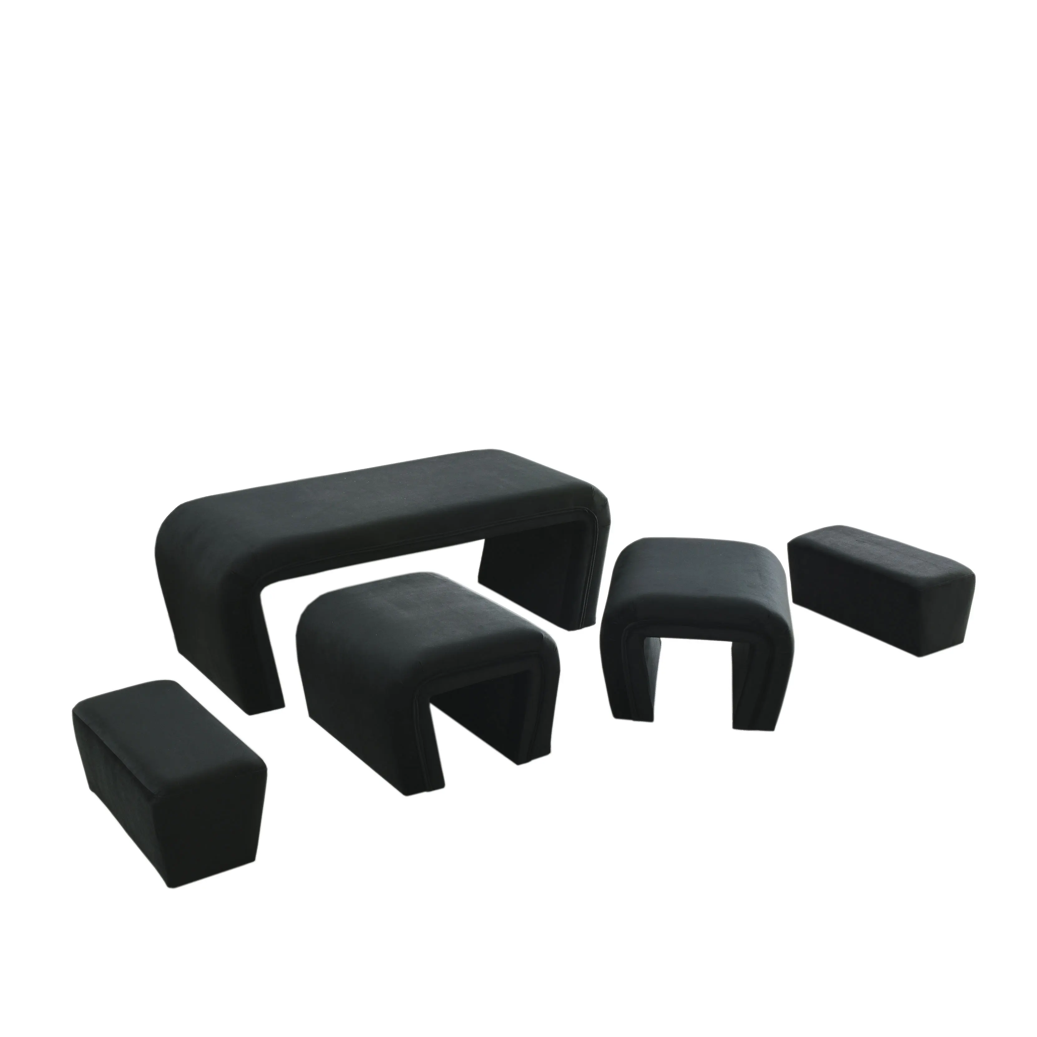46-W-Modern-Contemporary-Upholstered-Nesting-Bench-including-Four ...