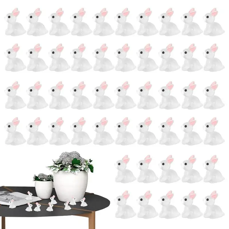 Mini Resin Luminous Rabbit 50 Pieces Glow In The Dark Tiny Rabbit Bulk ...