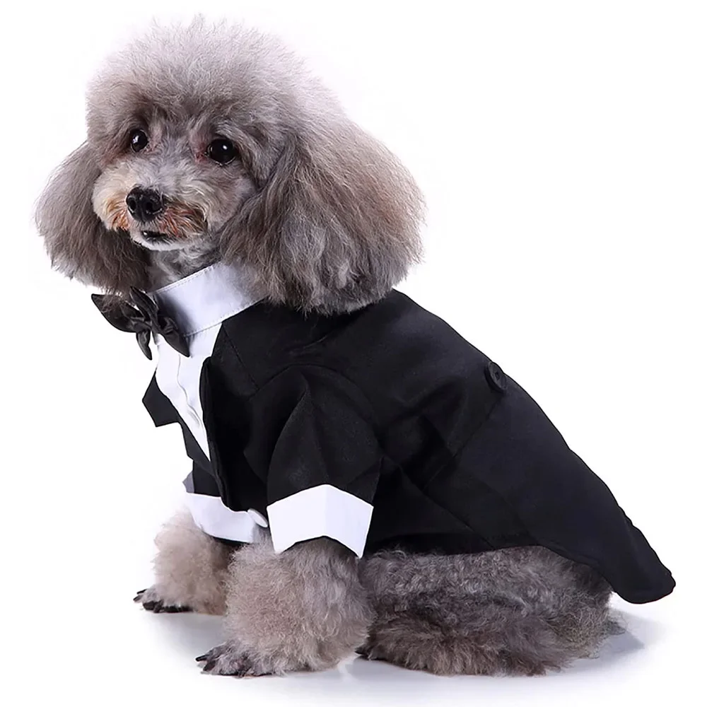 Dog Tuxedo Formal Dog Clothes Shirt Costume Wedding Attire Party Bow ...