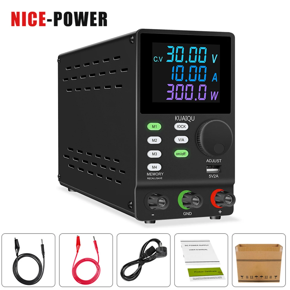 NICE-POWER Lab DC Power Supply Adjustable 30V 10A 5A USB Digital Bench ...