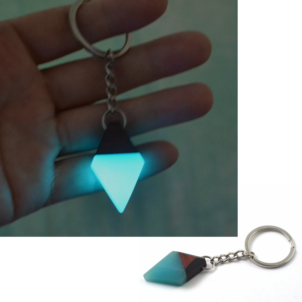 Geometric-arrow-moon-shaped-keychain-metal-solid-wood-resin-combined ...