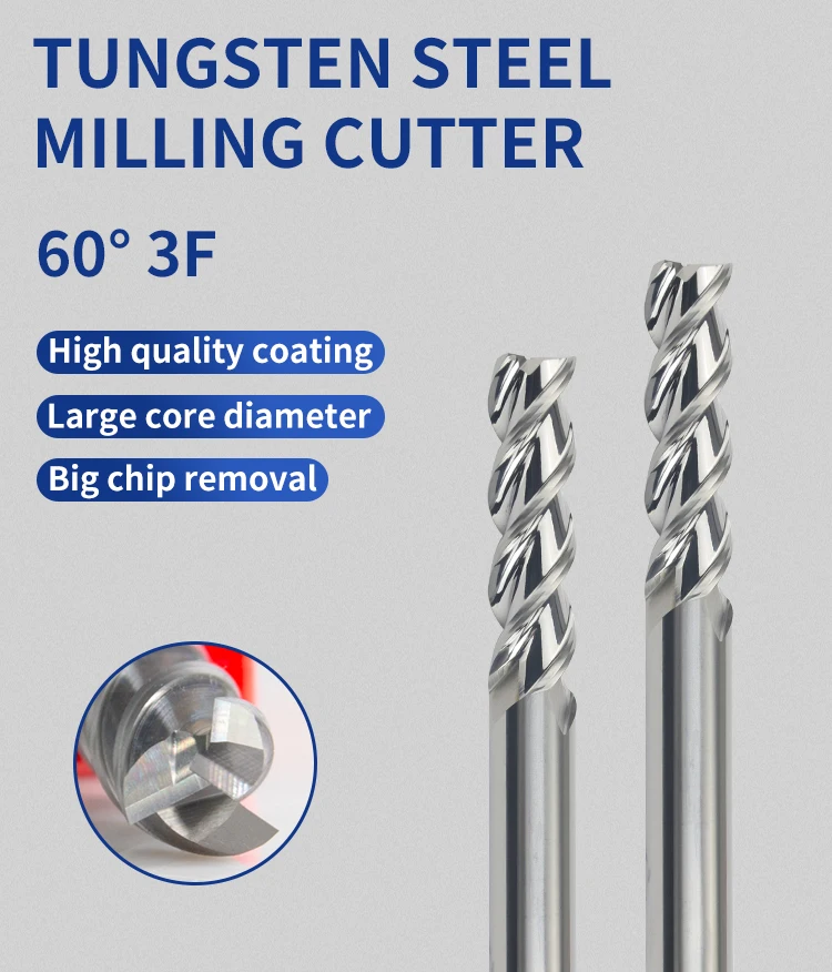 Концевые фрезы KCUTEER D1~D16 3F HRC60 для алюминия | AliExpress