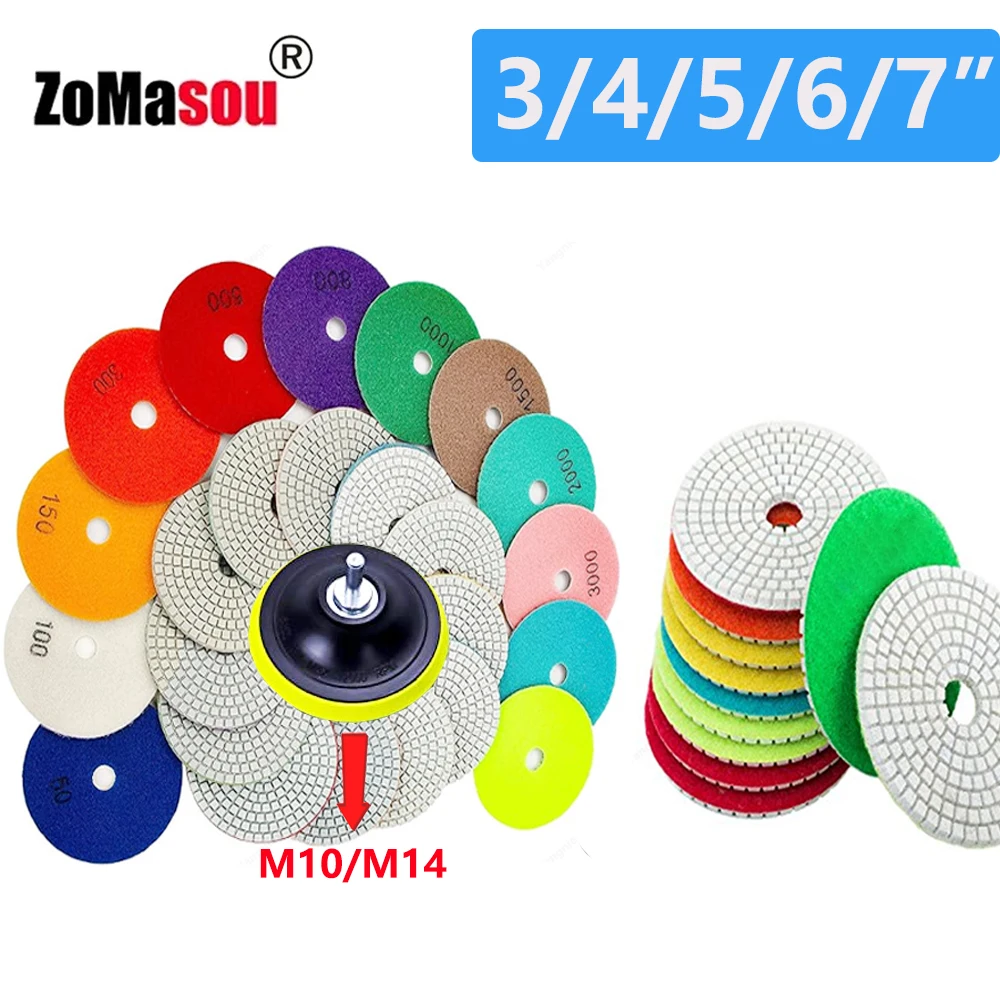 12-10Pcs-3-4-5-6-7Inch-Diamond-Polishing-Pads-Dry-Wet-Buff-Disc ...