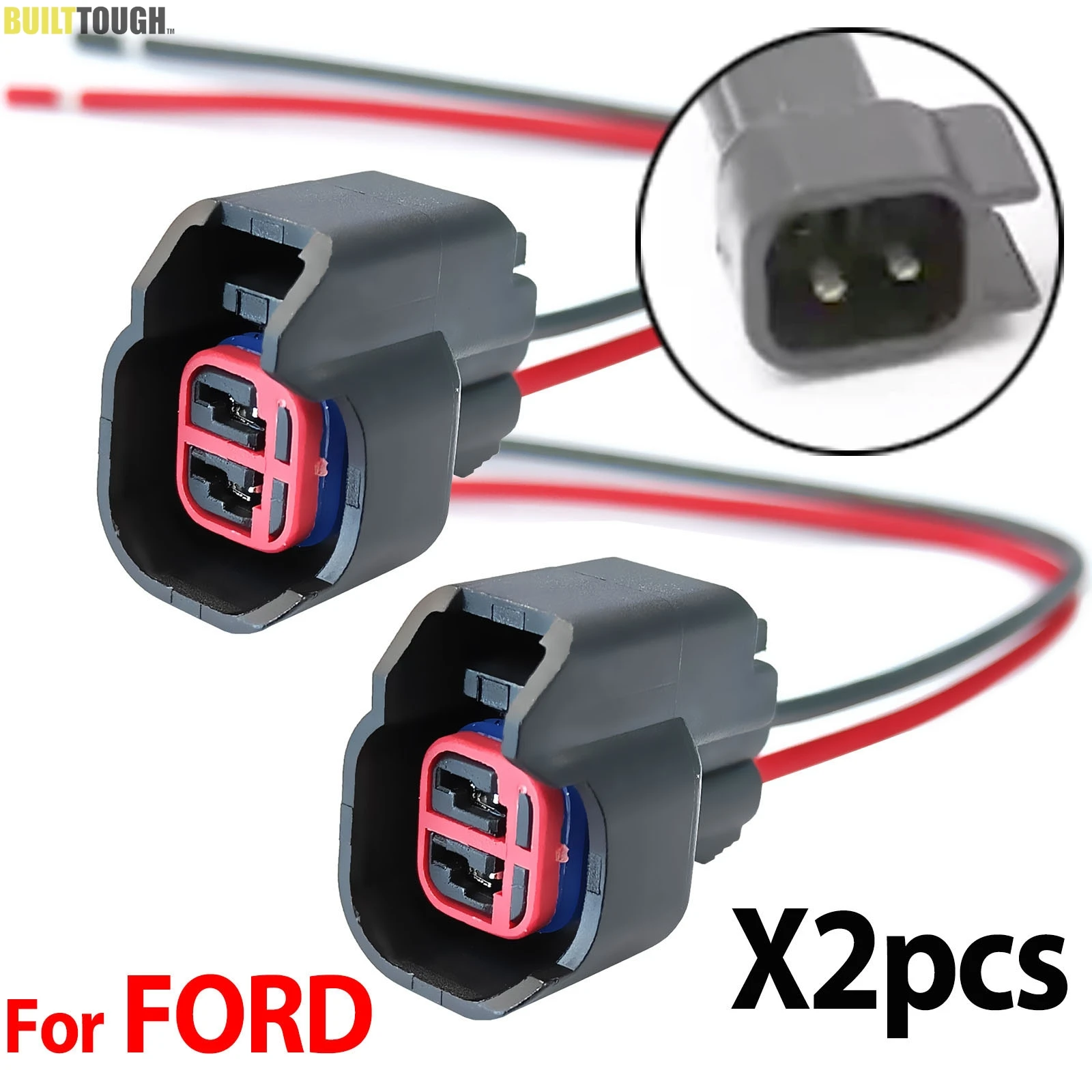 2pcs 2Pin Plug For Ford ABS Sensor Wheel Speed Connector Wiring Loom ...