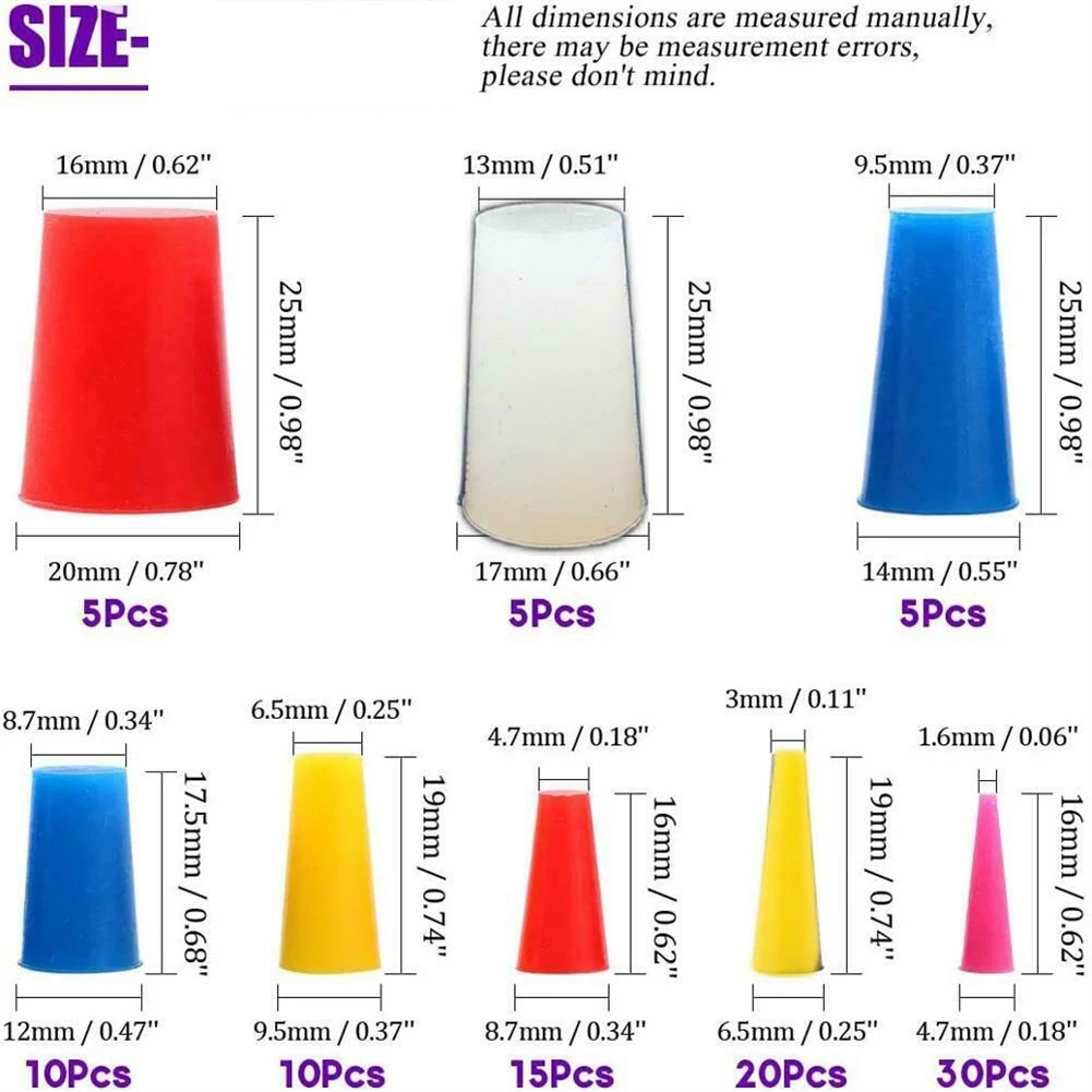 100x High Temp Masking Plugs Powder Coating Cone Silicone Rubber Plugs ...