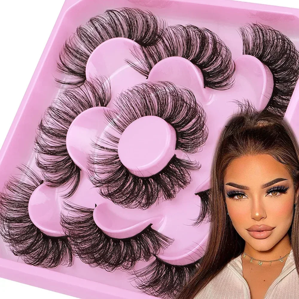 5 pairs Russian Strip Lashes Fluffy Mink Lashes 3D False Eyelashes ...