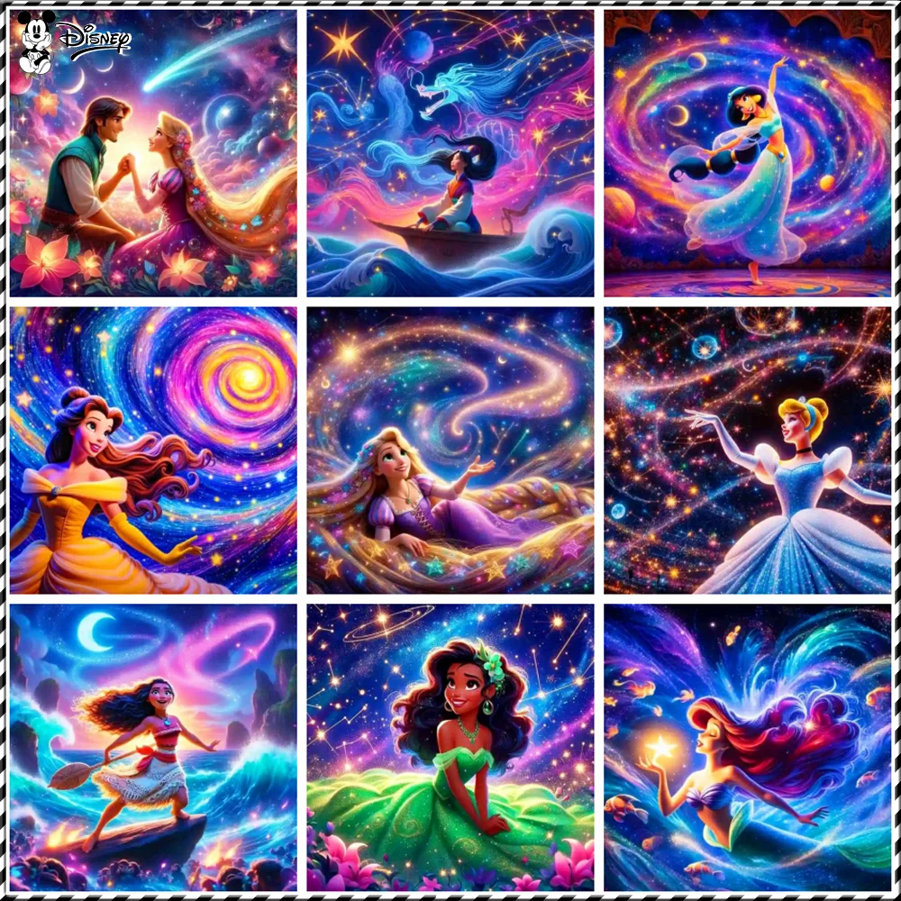 Disney-Princesses-Diamond-Painting-Ariel-Rapunzel-Cinderella-Pixel-Art ...