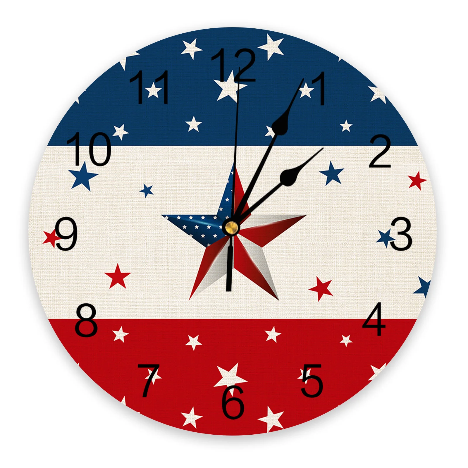 American Flag Pentagram Wall Clock Modern Design Farmhouse Decor Round ...